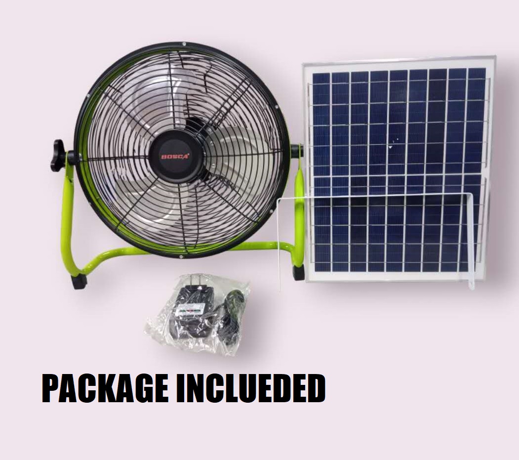 BOSCA 12 Inches Solar Desk Fan /FLOOR FAN Solar Electric Fan 2Ways ...