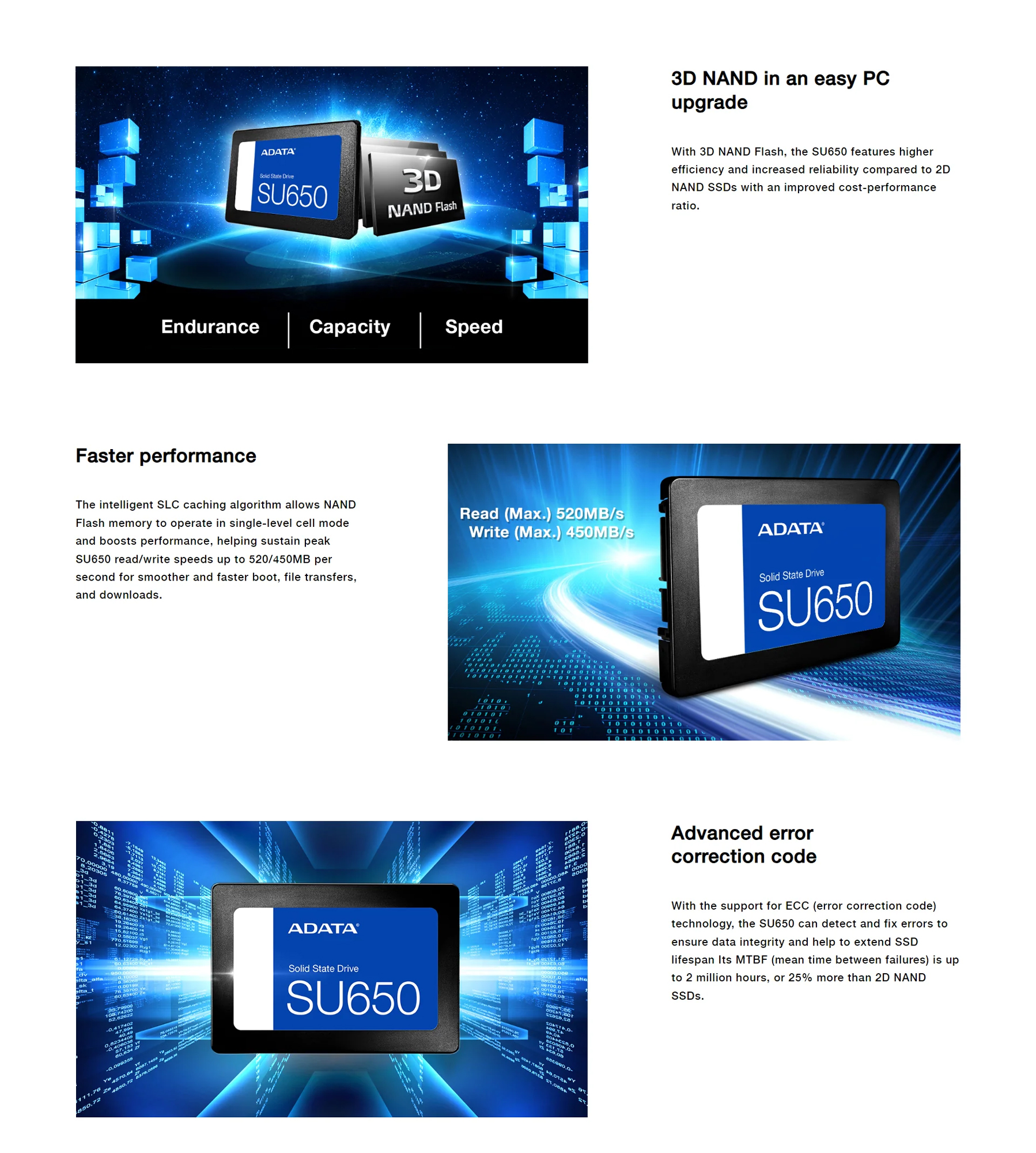 Adata Ultimate SU650 2.5” SATA 6Gb/s Internal Solid State Drive (SSD ...