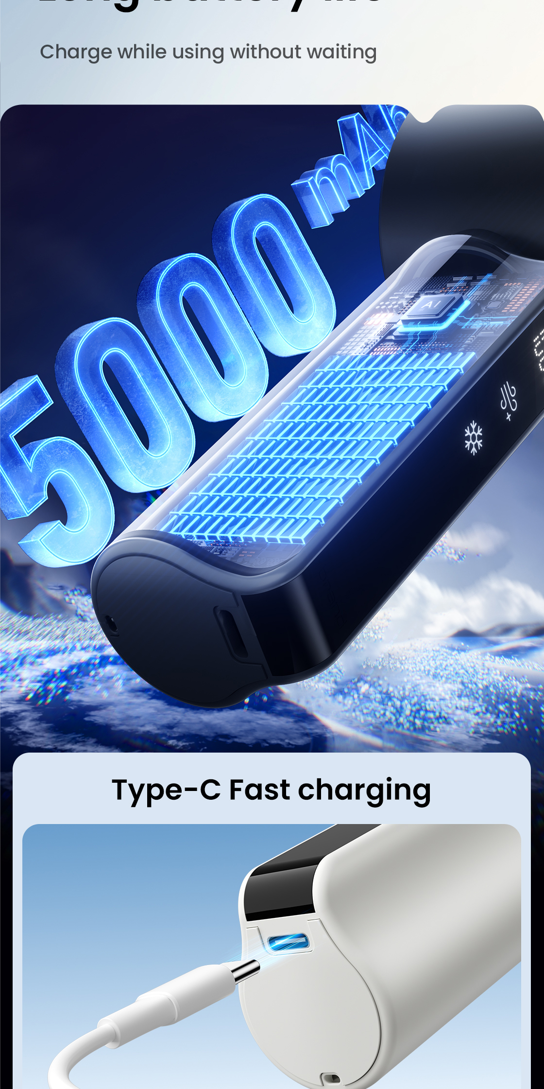 MAXAWEI F19 Mini Fan Cooling Effect Handheld Fan 15000RPM High Speed ...