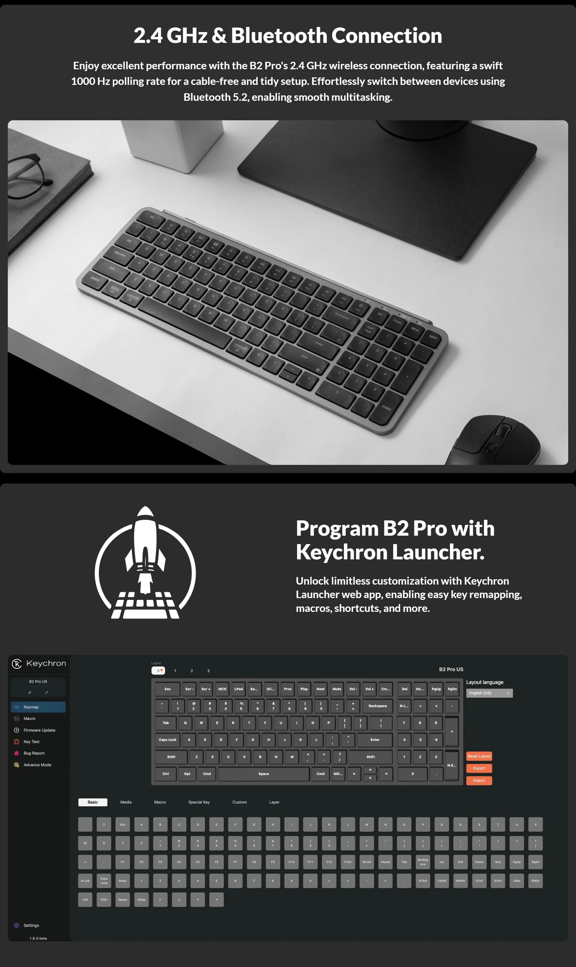 Keychron B2 Pro Ultra-Slim 96% Tri-Mode Wireless Keyboard | Shopee ...