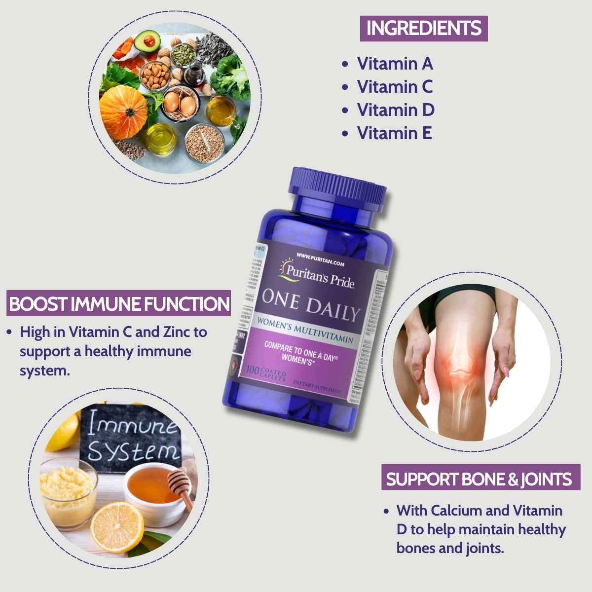 Women's Multivitamin Puritan's Pride One Daily Complete Nutrition ...