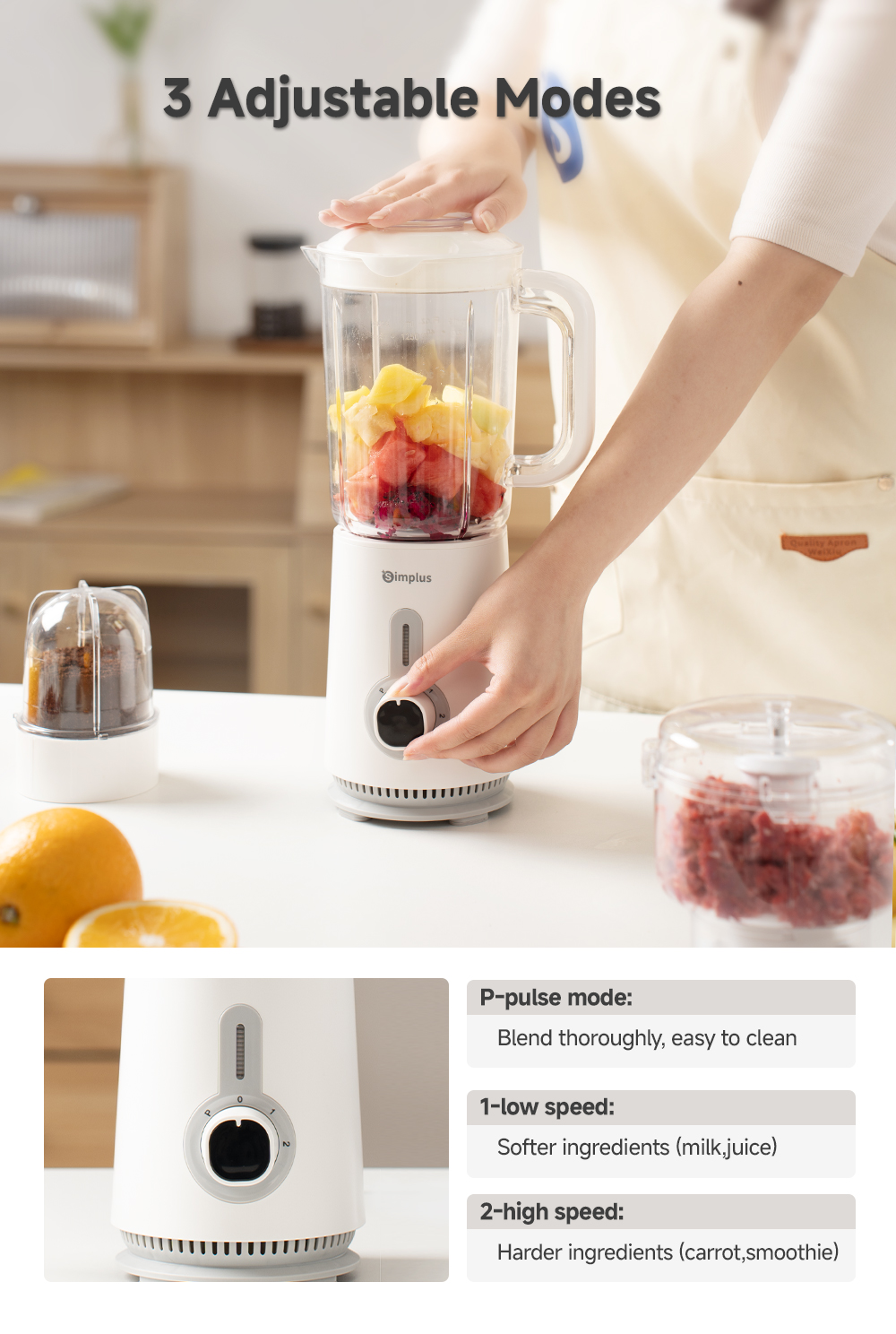 Simplus Blender 3 in 1 Food Processor Multi-functional Juicer Meat ...