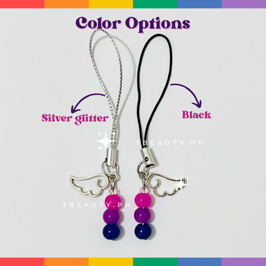 Pride Charm Strap Phone Keychain Bag Accessory LGBTQ Rainbow Beads Wing ...