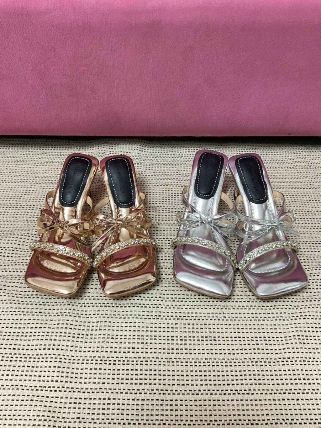 GRITBYVANESSAANN Bow and Rhinestone Kitten Heels | Shopee Philippines