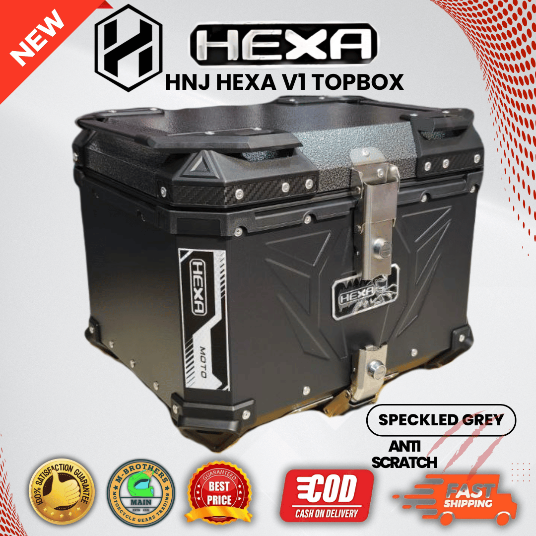 Topbox Only HNJ Hexa V1 Anti Scratch - 45L Alloy Motorcycle Top Box ...
