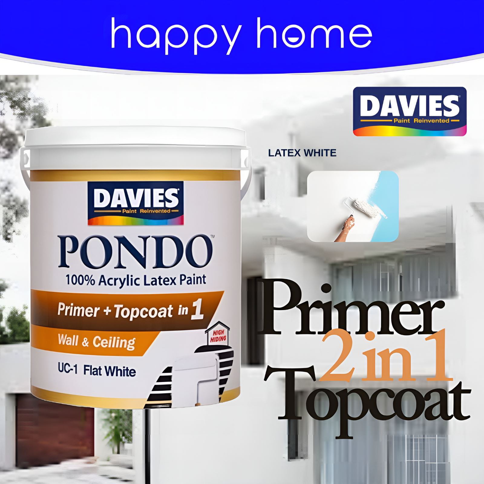 Davies Pondo Primer + Topcoat Combo Acrylic Latex Paint White 4L ...