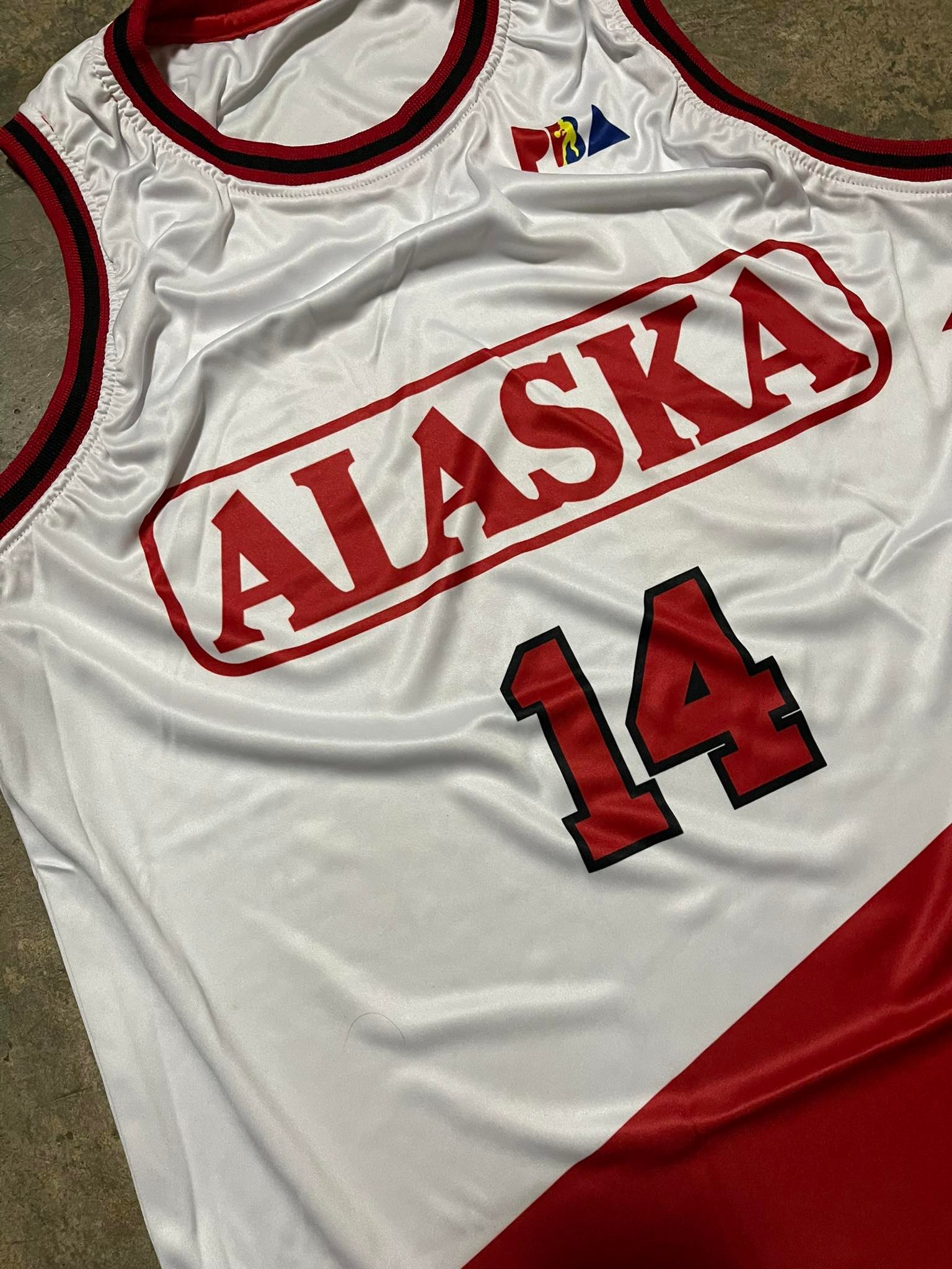 PBA RETRO JERSEY | Alaska Aces White Red Johnny Abarrientos #14 ...