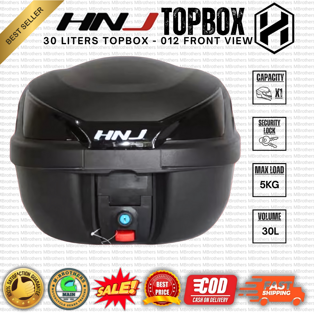 Topbox Only HNJ (012) 30 Liters Universal Topbox Hard Plastic Helmet ...