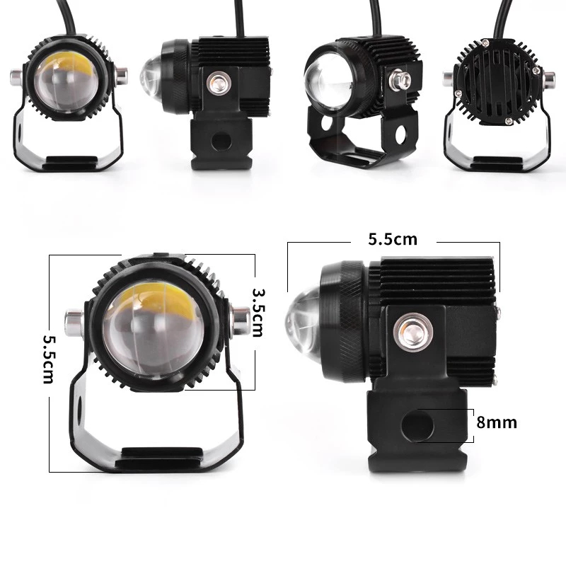 MotoHelix Mini Driving Light V2 Built in Fan White+Yellow Pair of ...