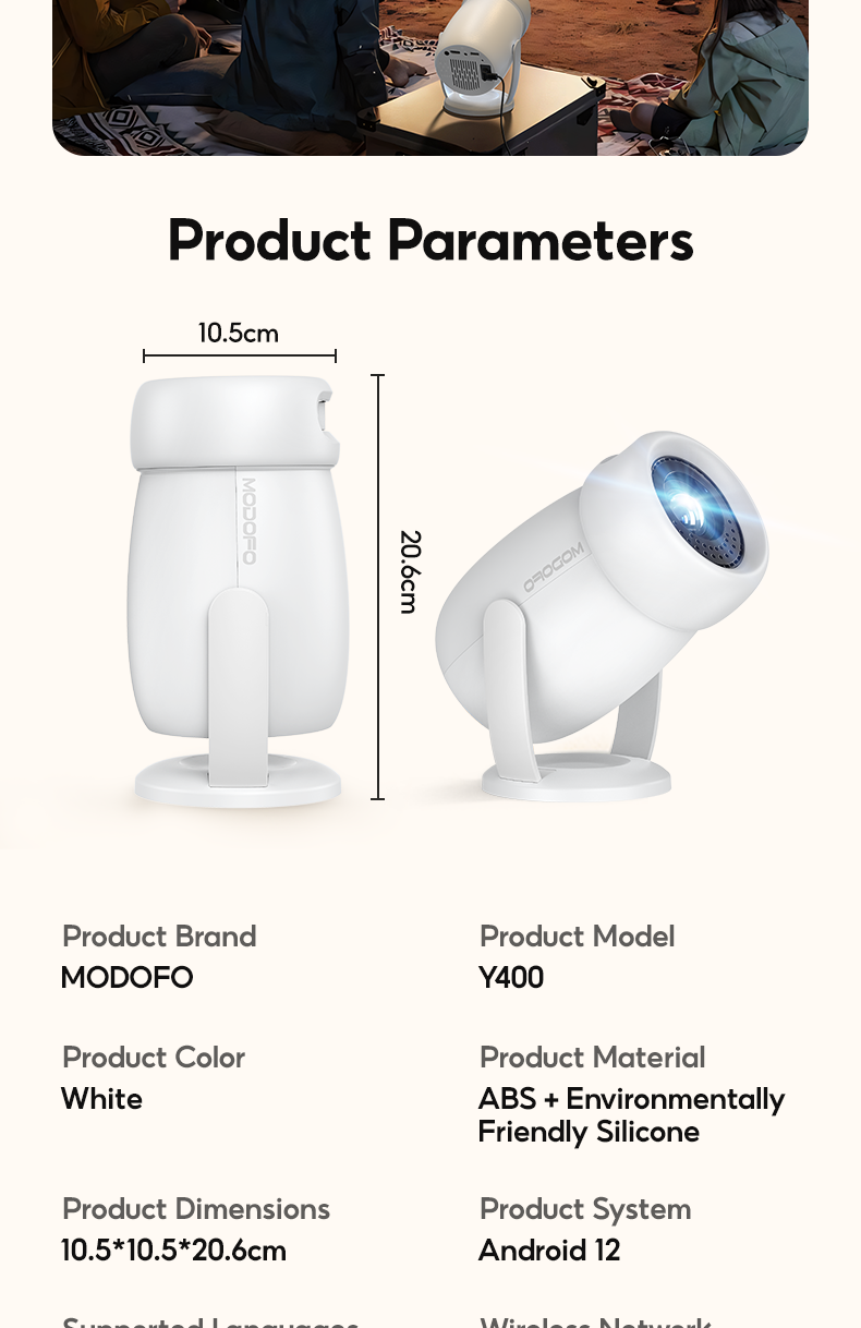 MODOFO 4K Mini Projector Y400 Uitra Clear Projector Android12 for Phone ...