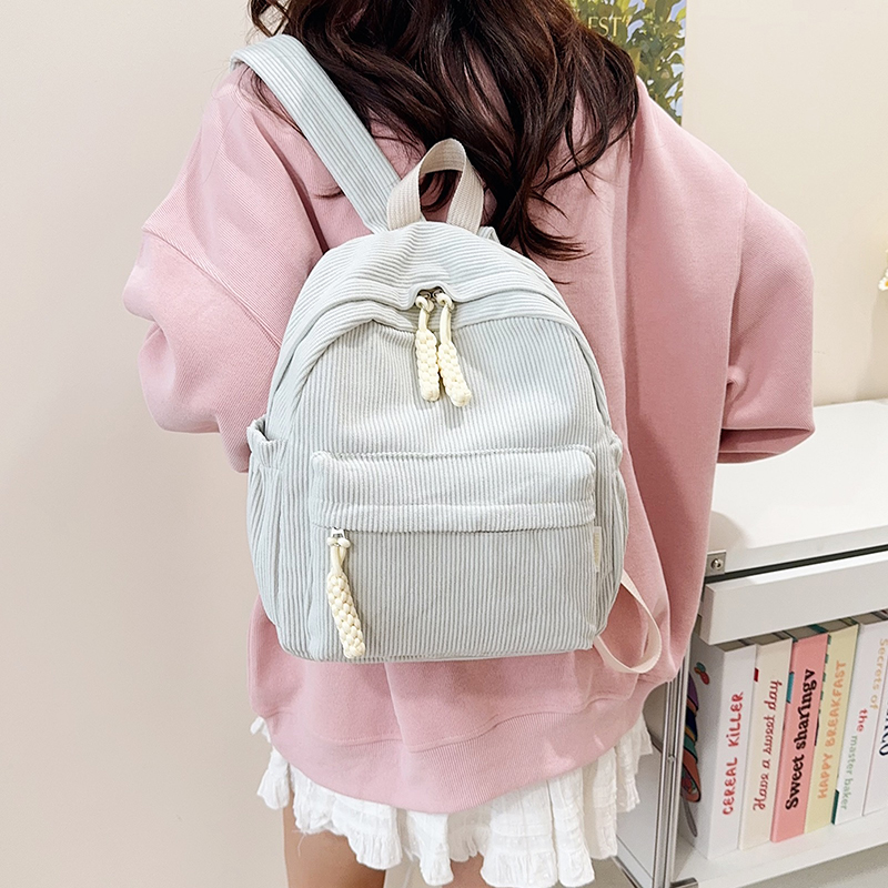 Mumu 6046 Unisex Cute Corduroy Back Pack School Students Small Bags For ...