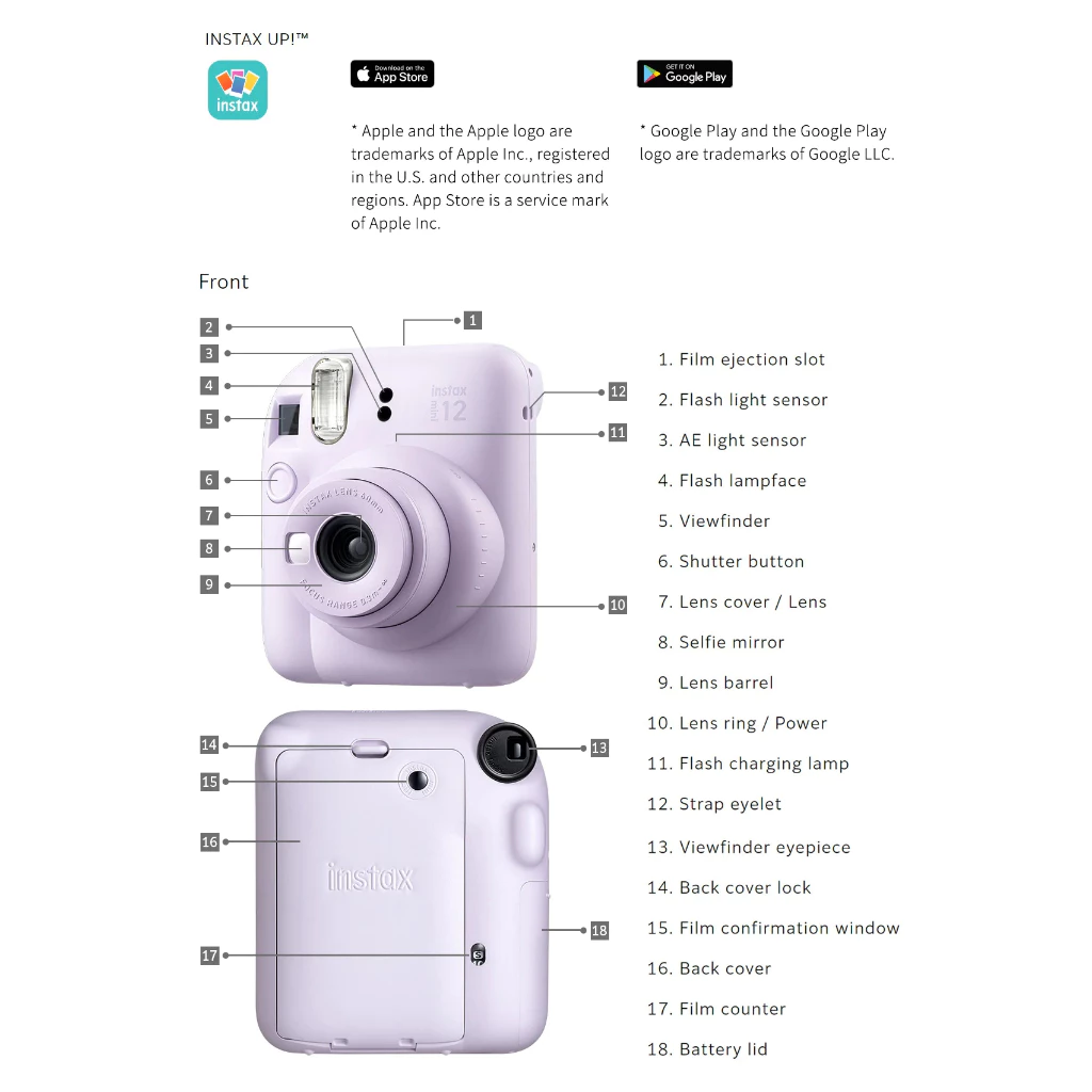 Instax Mini 12 Instant Camera with FREE 10 Sheets Film + Photocard Case ...