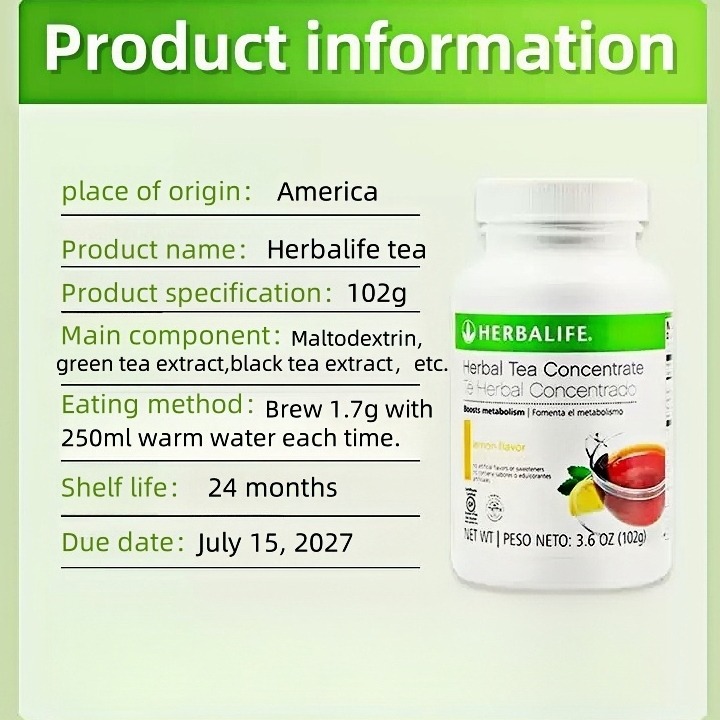 Herbalife Herbal Tea Peach 102g mixed tea promotes metabolism,Burn fat ...