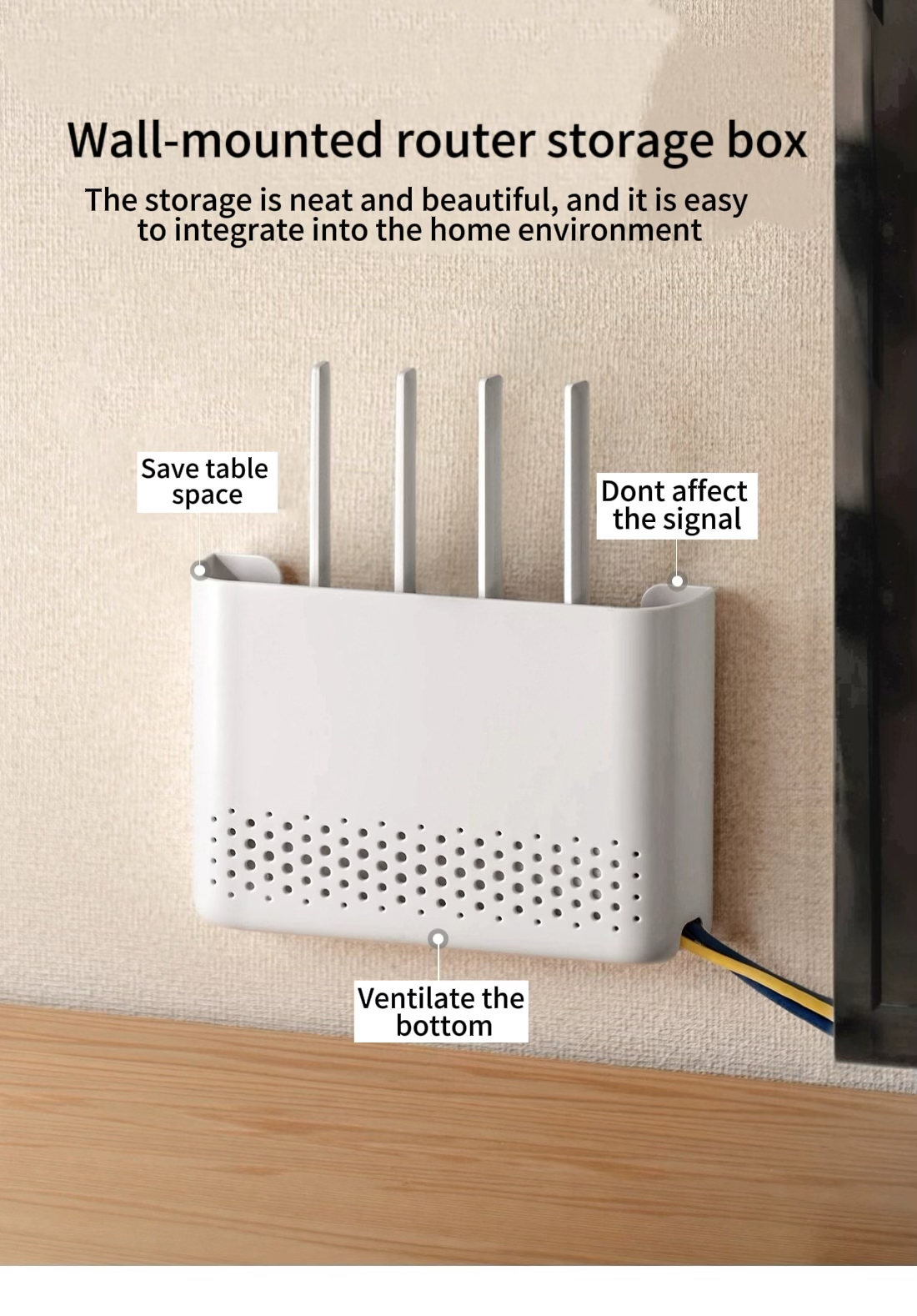 Punch-free Wall-mounted Wireless Wifi Router Storage Box Wireless ...