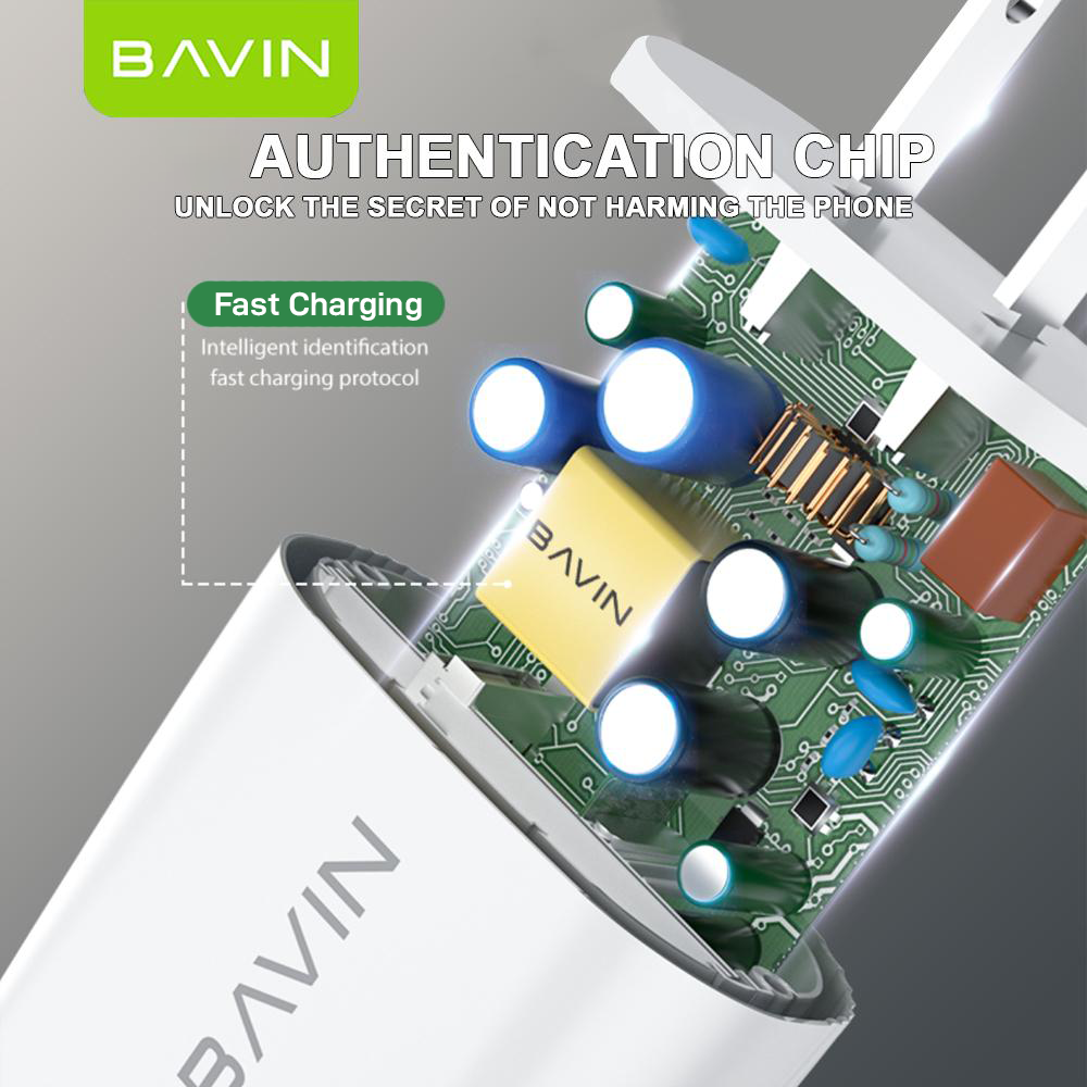BAVIN PC586 Fast Charging Charger Adaptor QC3.0 USB Port & 1 Meter ...