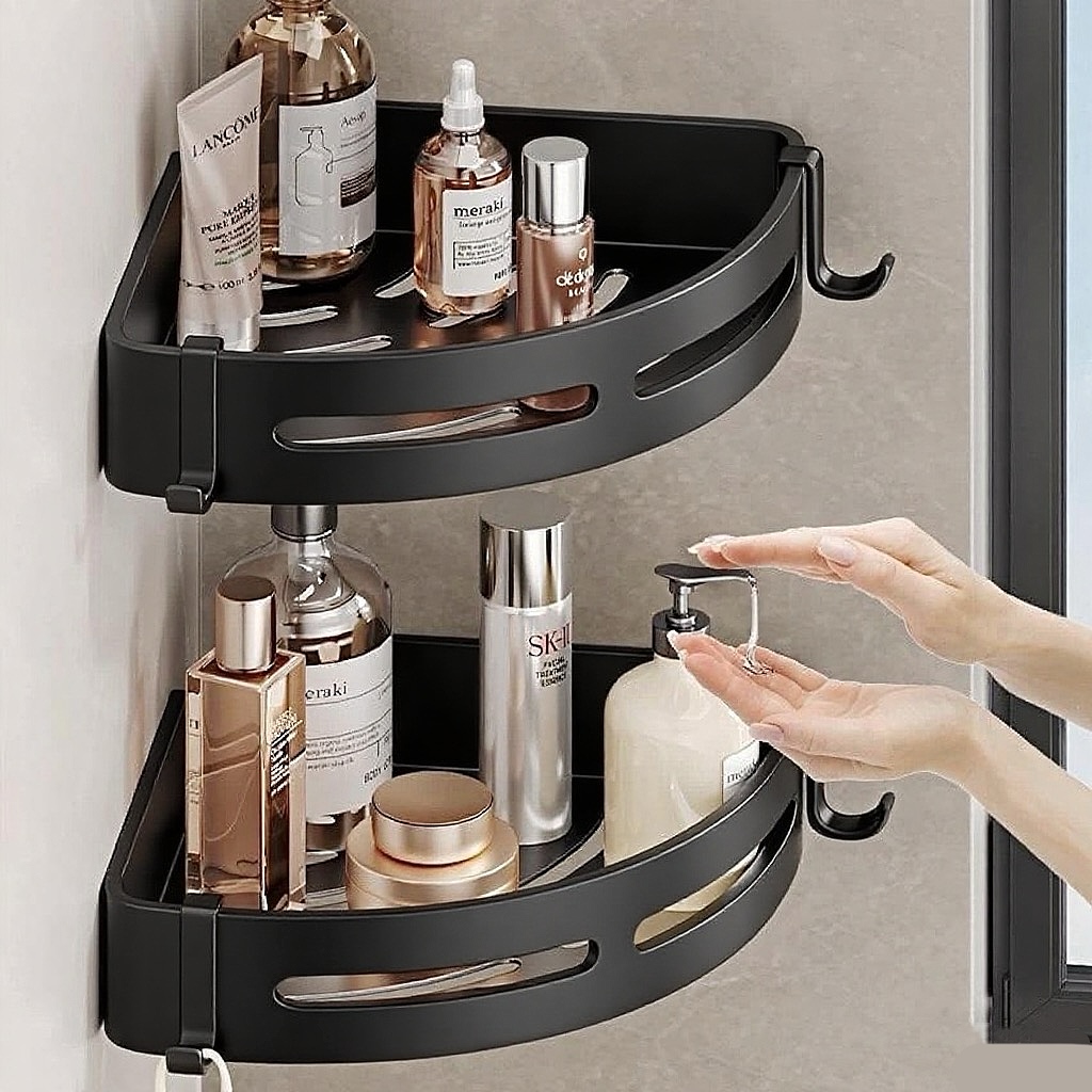 Bathroom Organizer Towel Rack，Bathroom Corner Rack, Wall Mounted ...