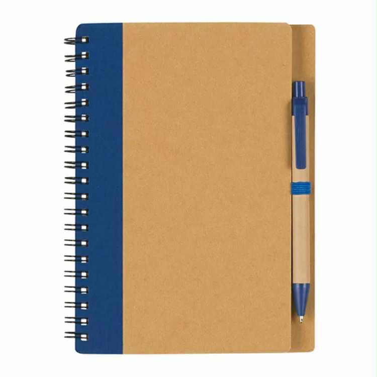 Custom Logo Spiral Notepad with Pen Eco Kraft Paper for Giveaways A5 A6 ...