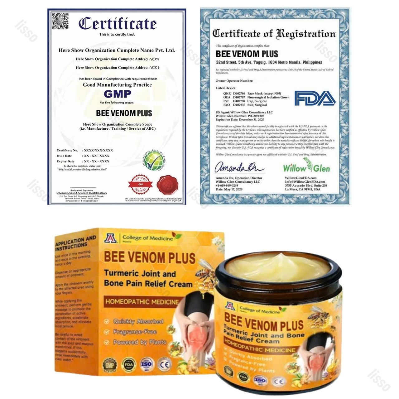 Bee Venom Plus Turmeric Joint Care Cream Quick-Absorbing Tendonitis ...
