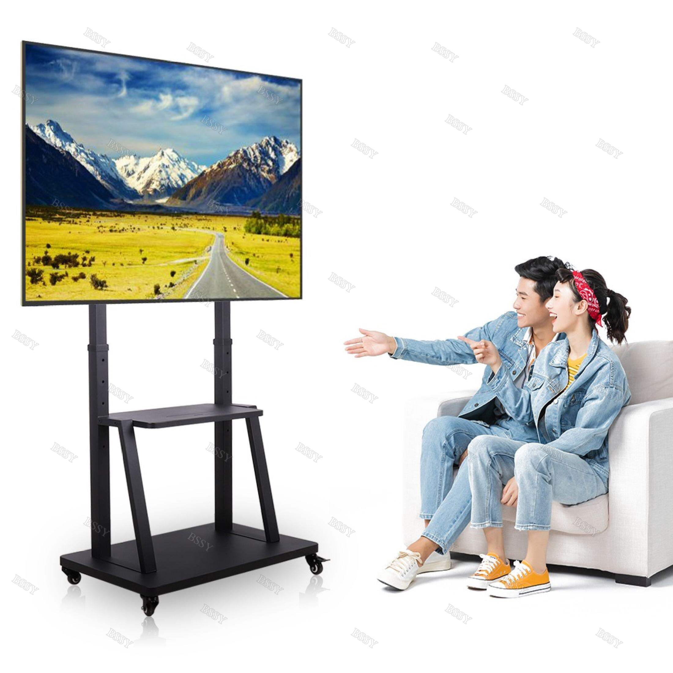 TV Stand LCD Monitor Stand 30-90 Inch Screen Floor Movable With Tray 15 ...