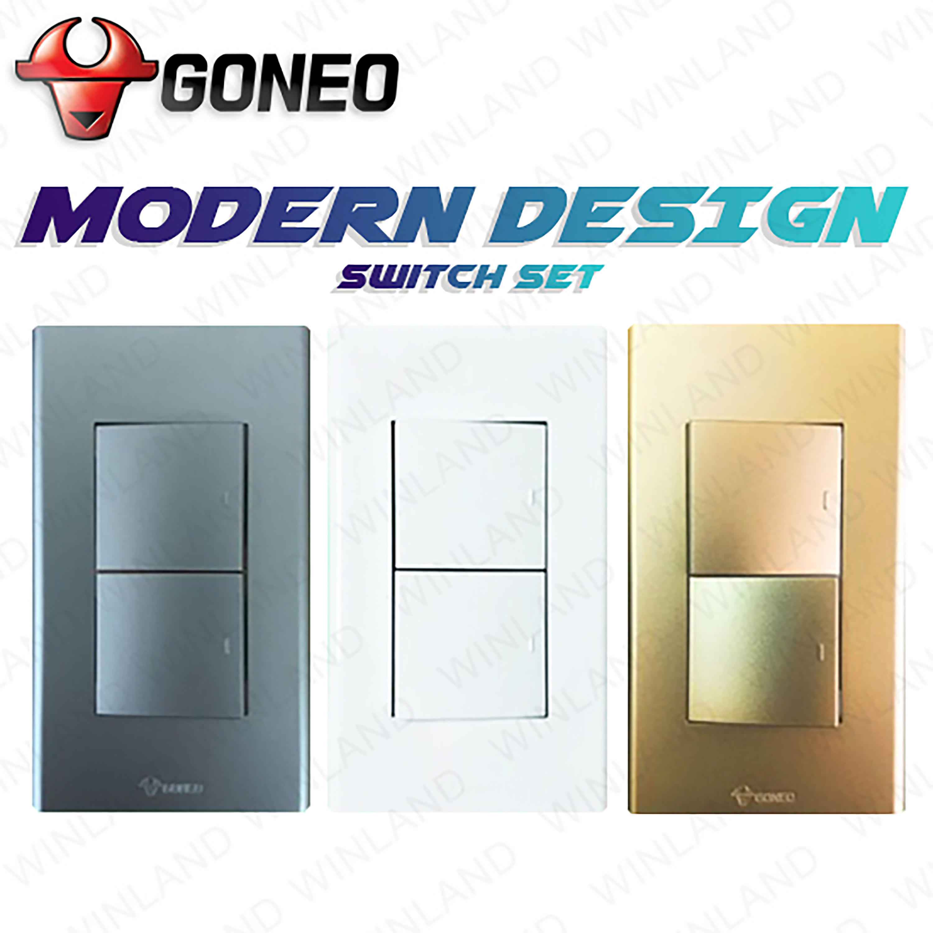 Bull/Goneo by Winland 2 Gang 1 Way Switch Set 16A/250V (G34K211 ...