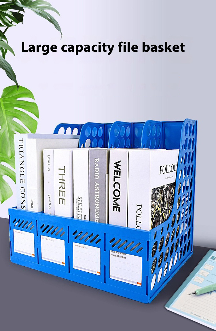 File Holder 4 Sections Desk File Organizer Plastic Magazine Plastic ...