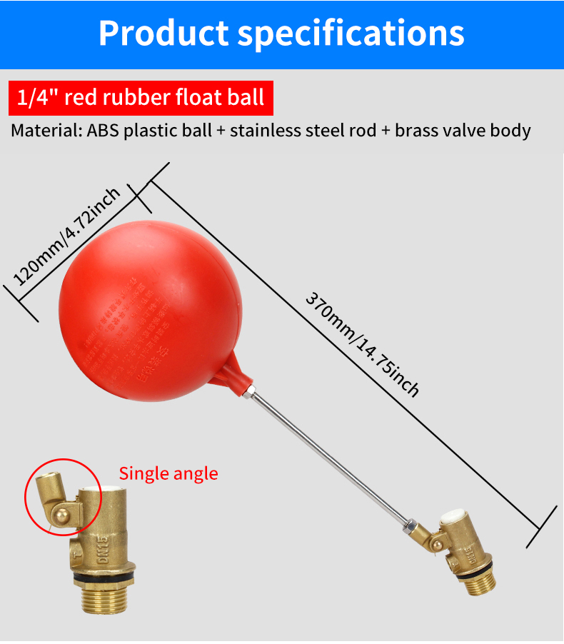 1/2" 3/4" PVC Float Valve Ball Type Brass Fittings STAINLESS float ...