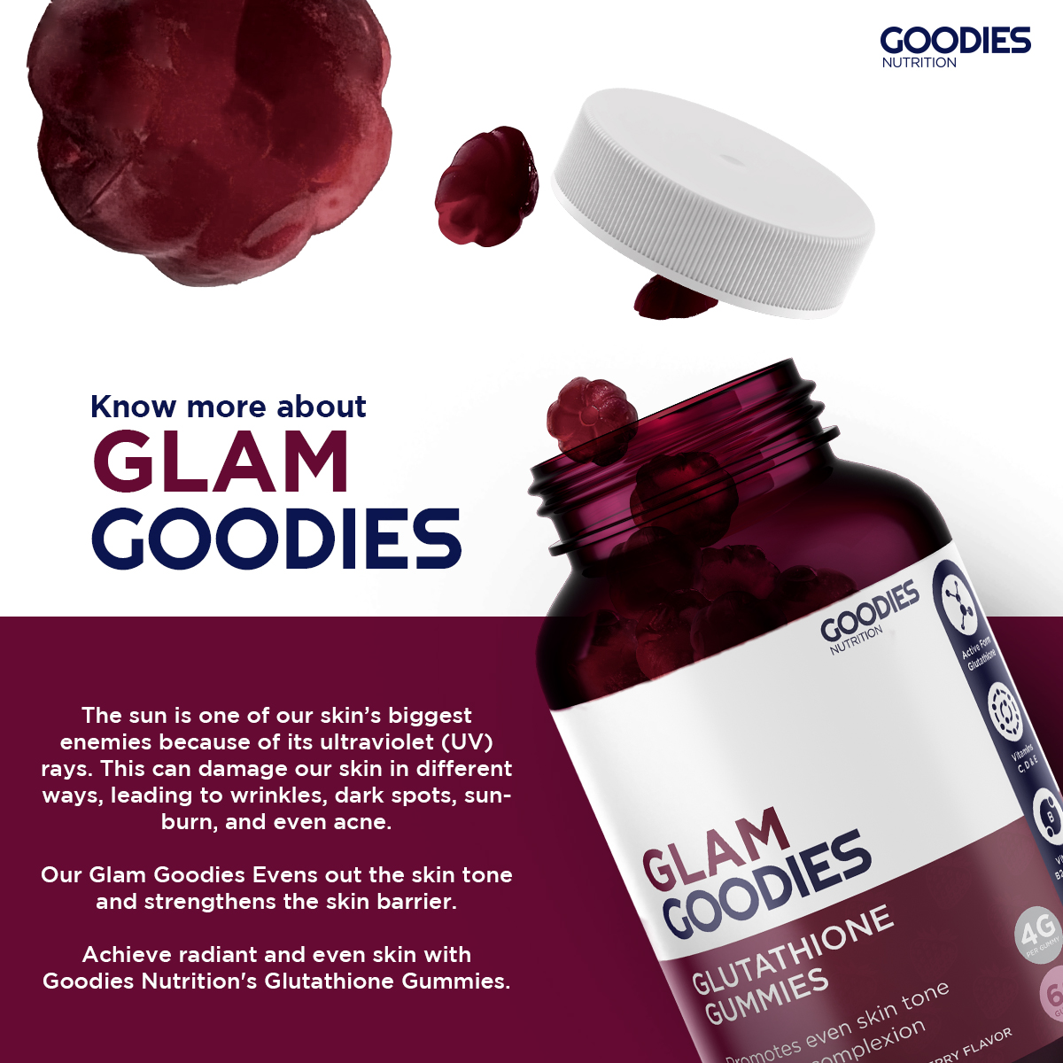GOODIES NUTRITION Glutathione Gummies – Glam Goodies – 1 bottle (60 ...