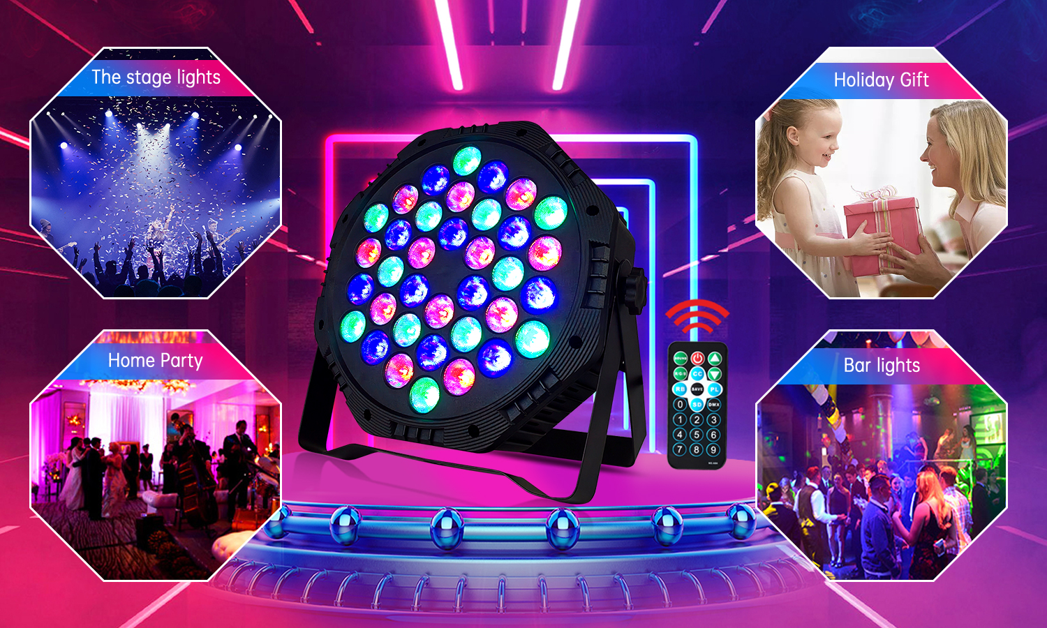 4PCS 36/54 Par RGB stage light spot light LED par light RGB disco light ...