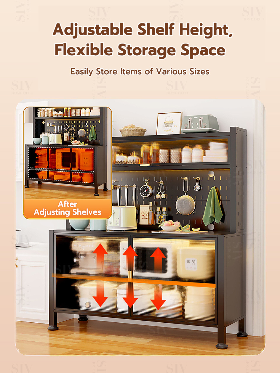 SIV Kitchen Cabinet Microwave Oven Rack Shelves With Pegboard Organizer ...