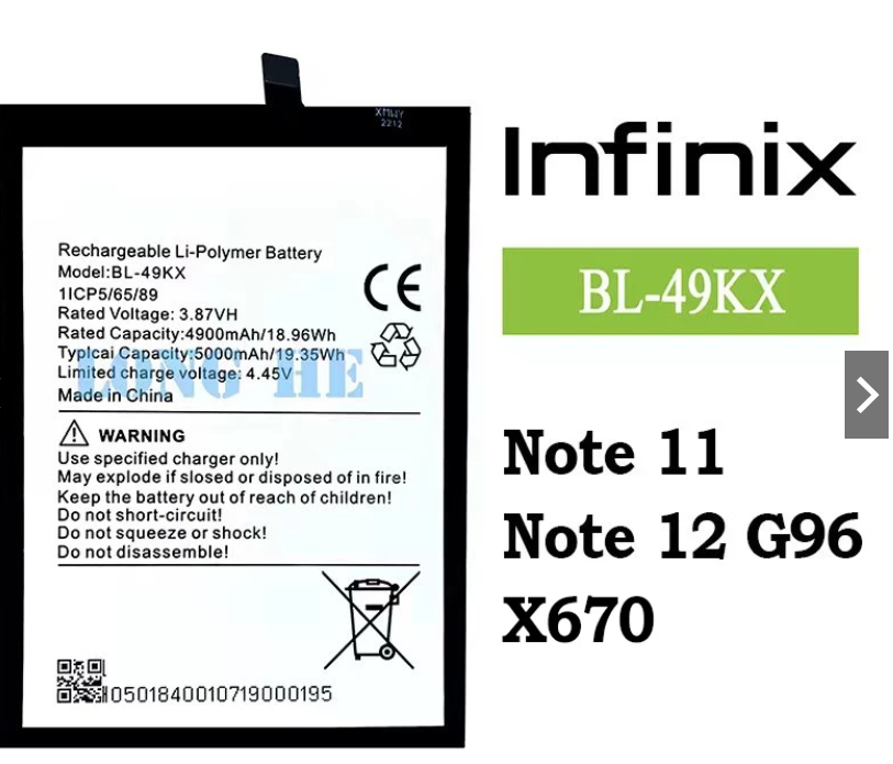 BL-49KX for Infinix Note 11 / Note 12 2023 / Note 12 G96 / Note 12 ...