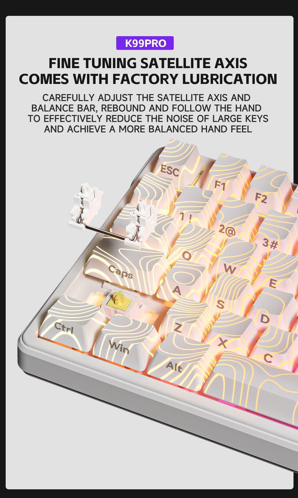 FURYCUBE K99 PRO Gaming Keyboard Wireless Gasket Structure Hotswappable ...