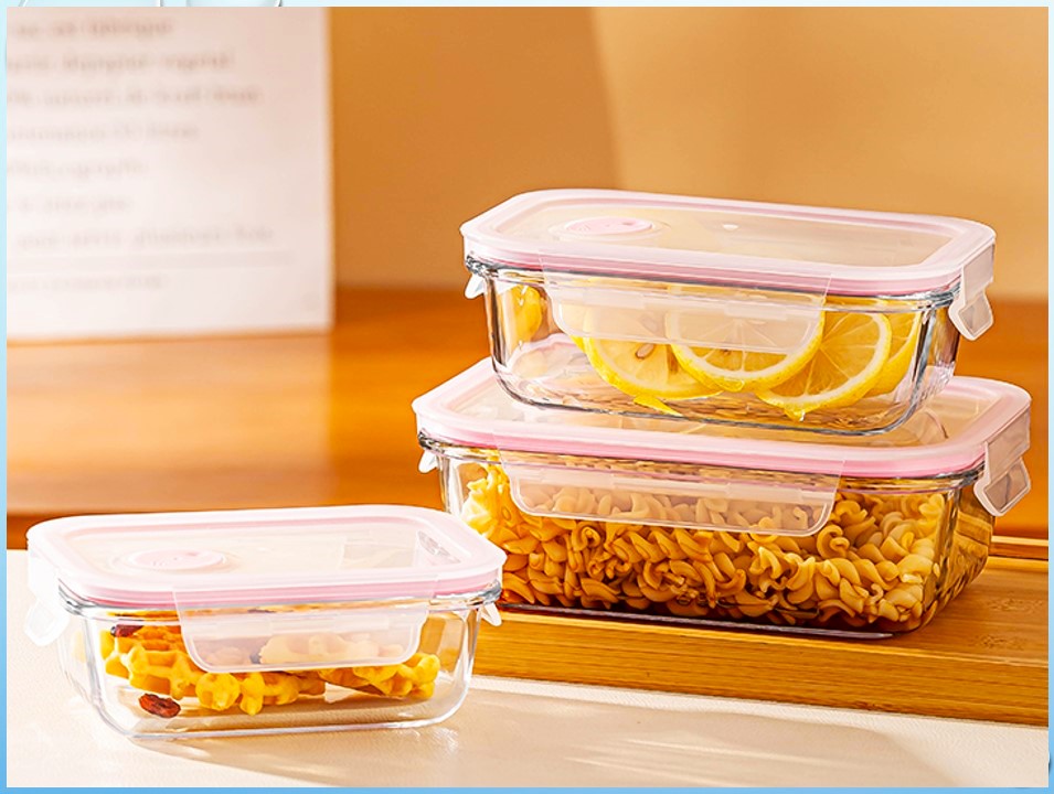 Glass Rectangular Food Container/Food Storage/Lunch Box (640ml, 1000ml ...