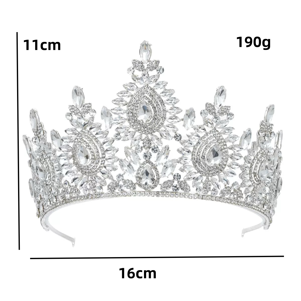Shiny Queen Crown Women Wedding Tiara for Bride Princess Quinceanera ...