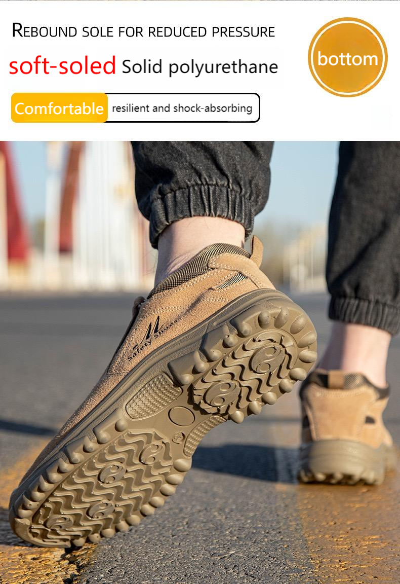 Leather lightweight and safe shoes with steel toe protection against ...