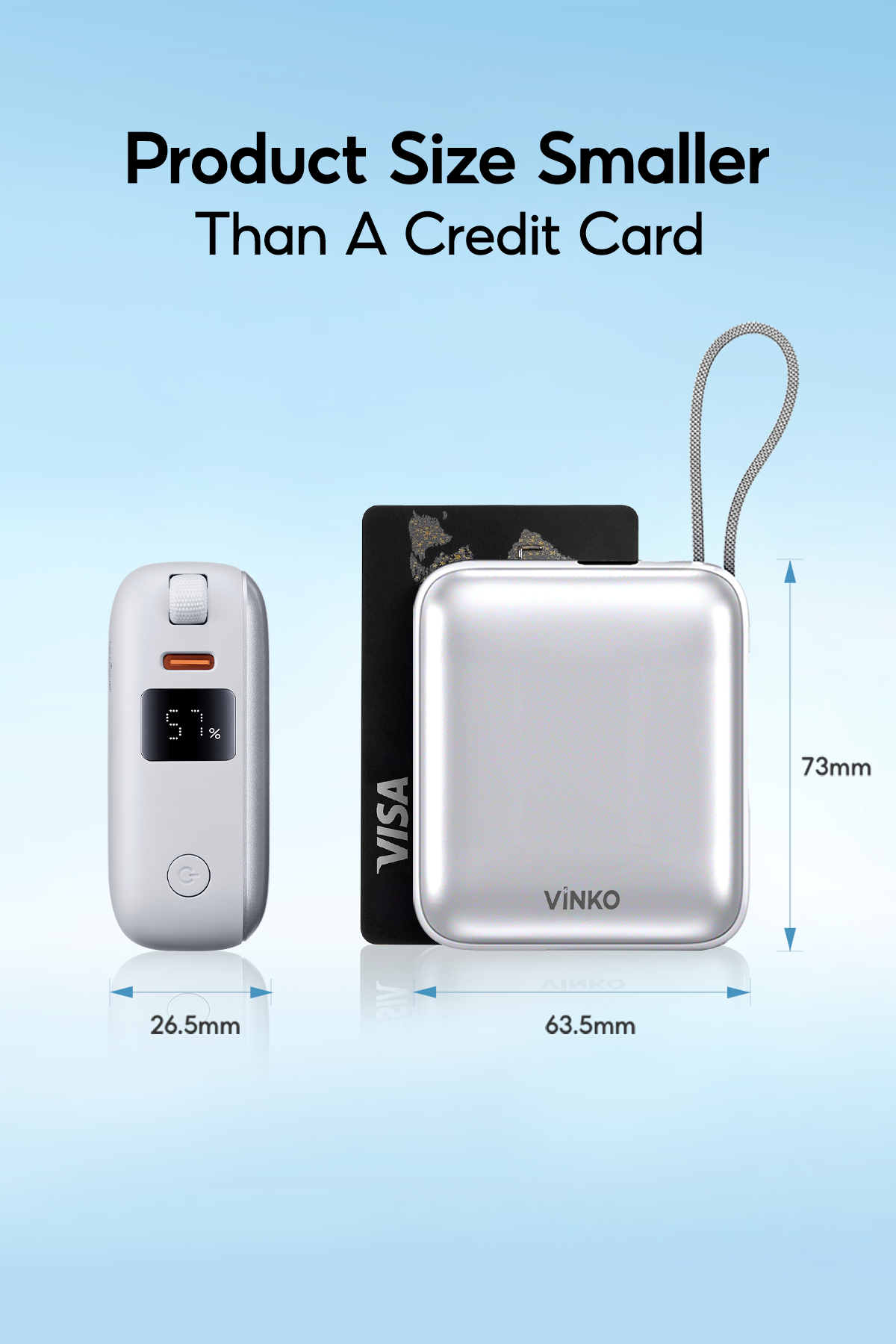 [NEW] VINKO Pocket V9 Power Bank 22.5W Fast Charging 10000mAh Type-C & Lighting for Android ...