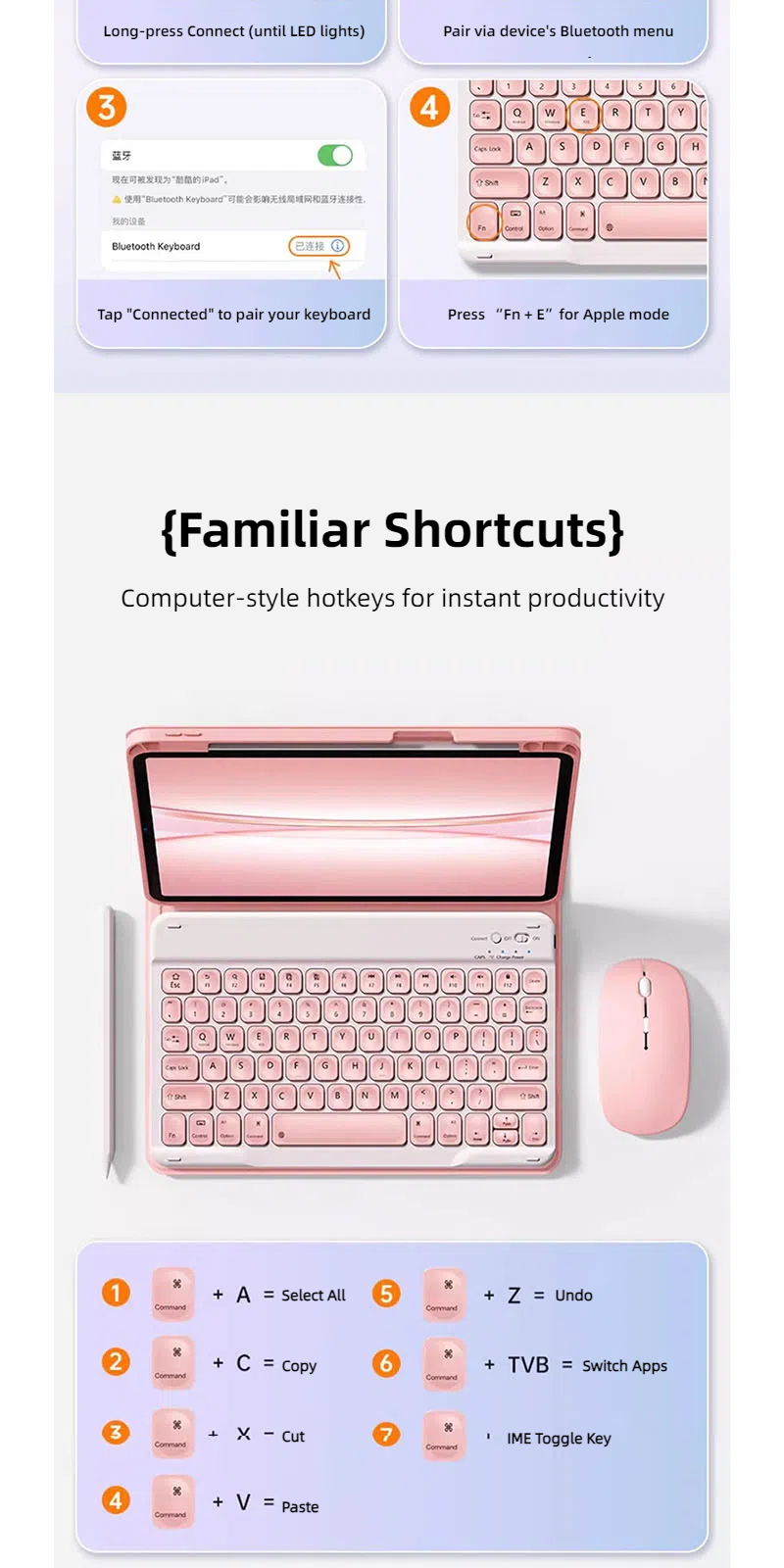 Bluetooth Keyboard+Mouse+case For iPad Pro M4 Air 7/6/5/4 11/10th/9th ...