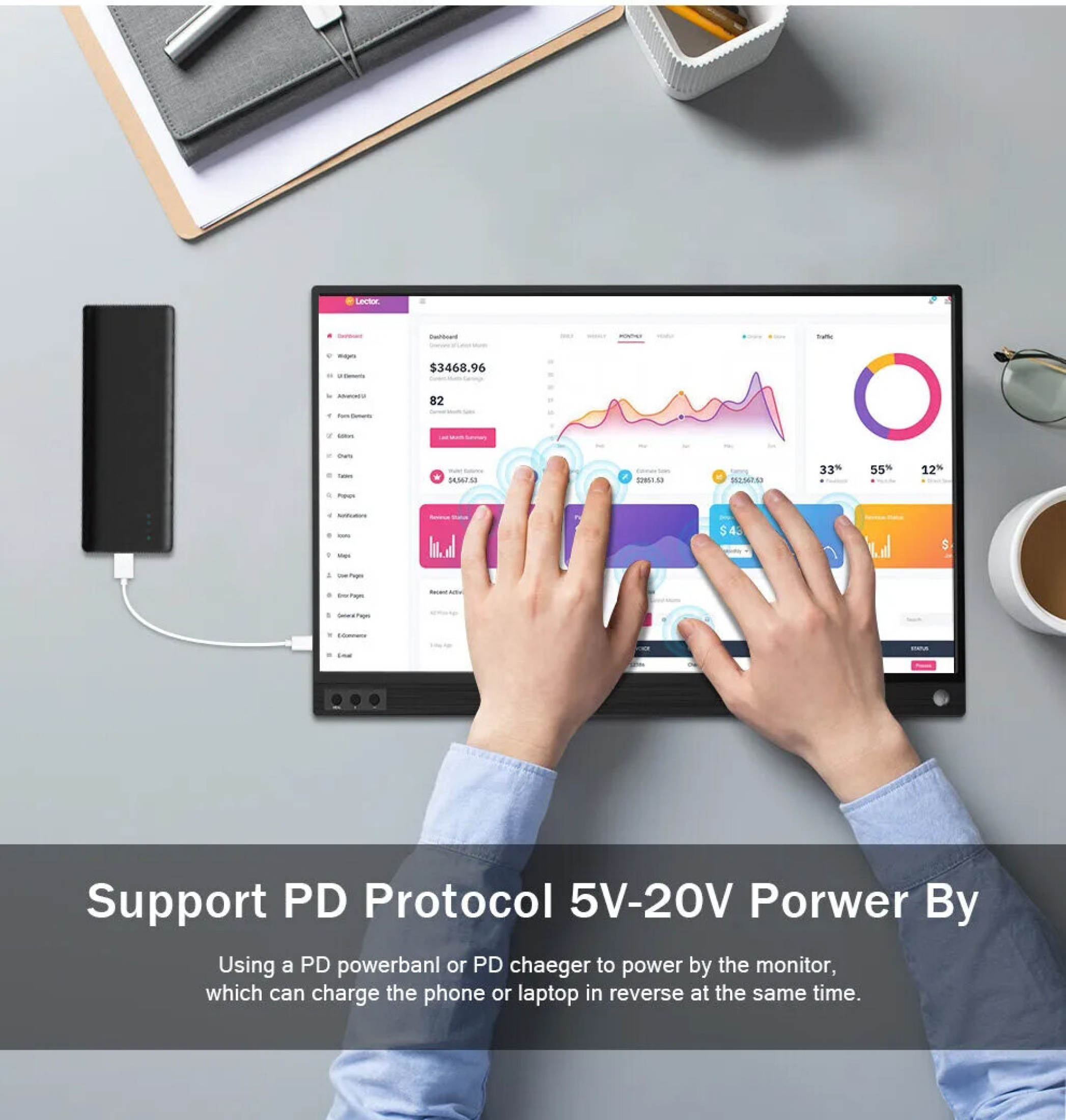 EXPOSE Portable Monitor for Laptop 15.6" Touch 144HZ Speaker Gaming ...