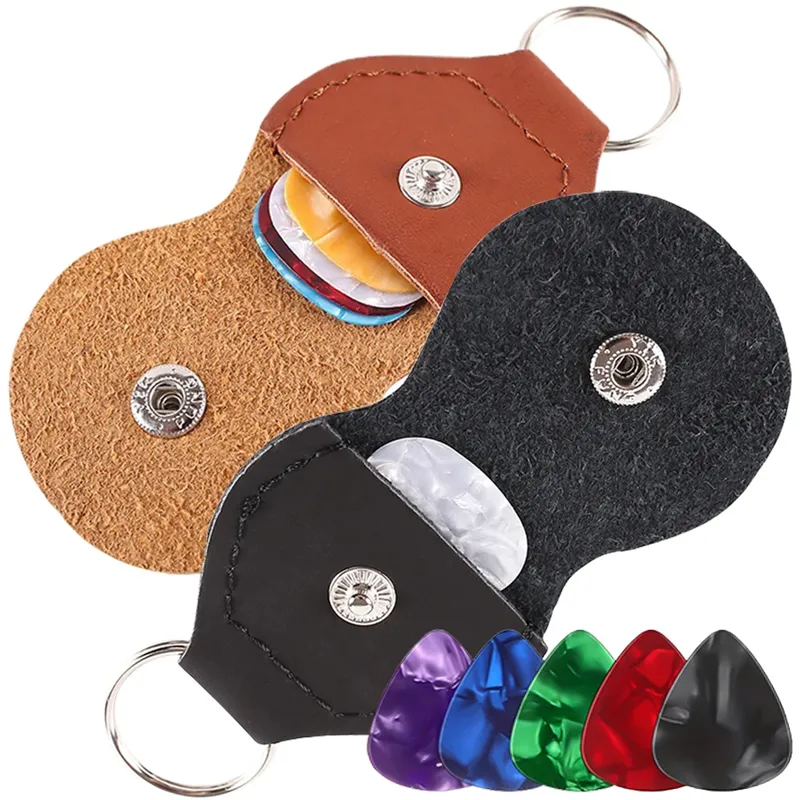 KAWES 2 colors optional PU Leather Guitar Picks Holder Case with 10pcs ...
