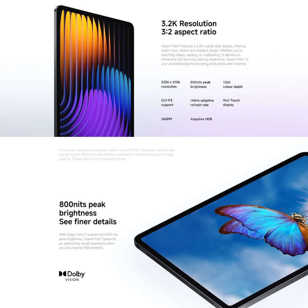 Tab Mi Pad 7 16+512GB Gaming Tab 8850mAh Android13 Tablet Global ...