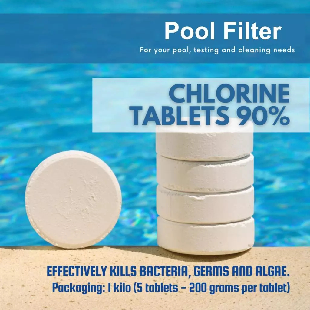 1 PACK Chlorine Tablets for Swimming Pool Slow Dissolving TICA TCCA Tablet Origin 1Kilo 5 tablet ...