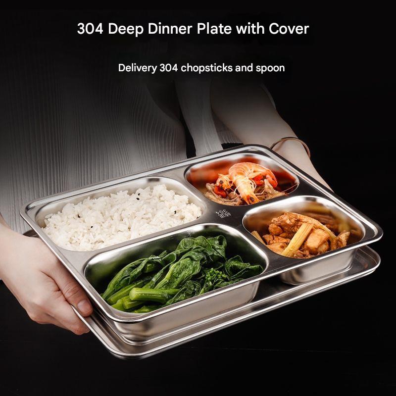 Food grade 304 stainless steel fast food tray partitions Adult meal box ...