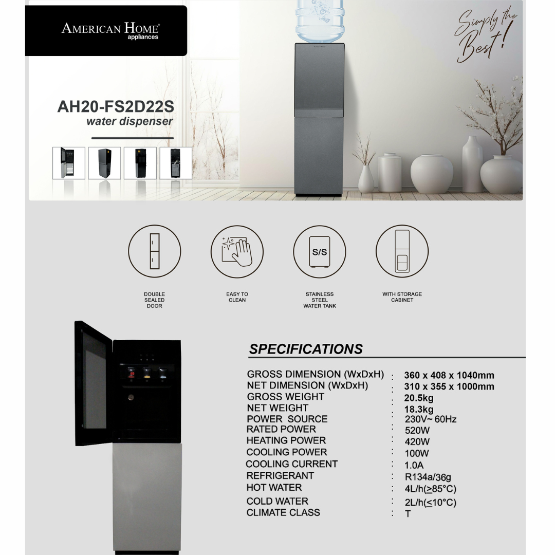 American Home Top Load Water Dispenser AH20-FS2D22S | Shopee Philippines
