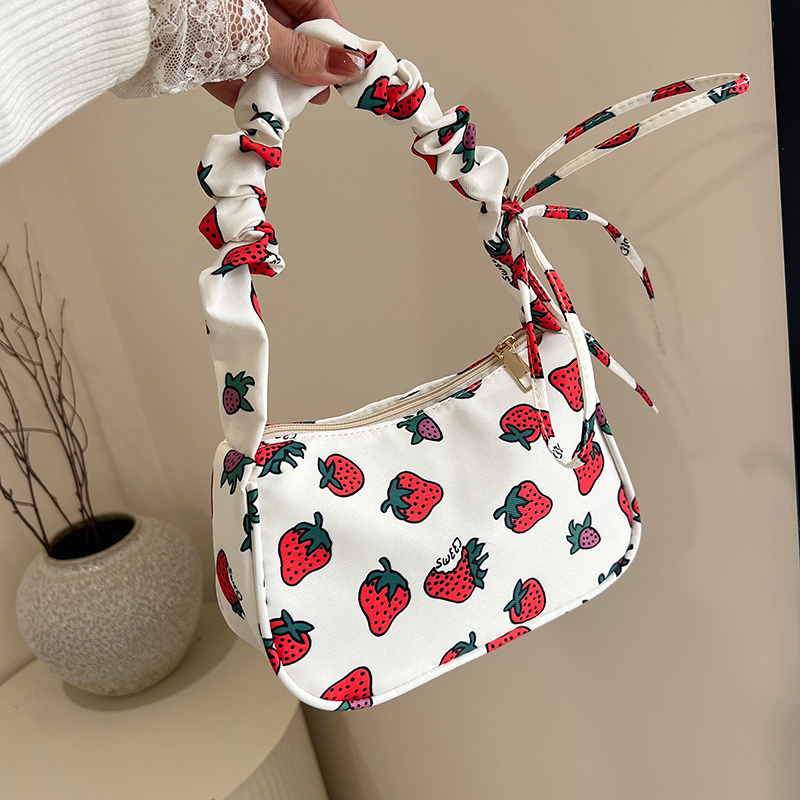 JSC Cute Strawberry Pattern Nylon Kilikili Bag for Woman College ...