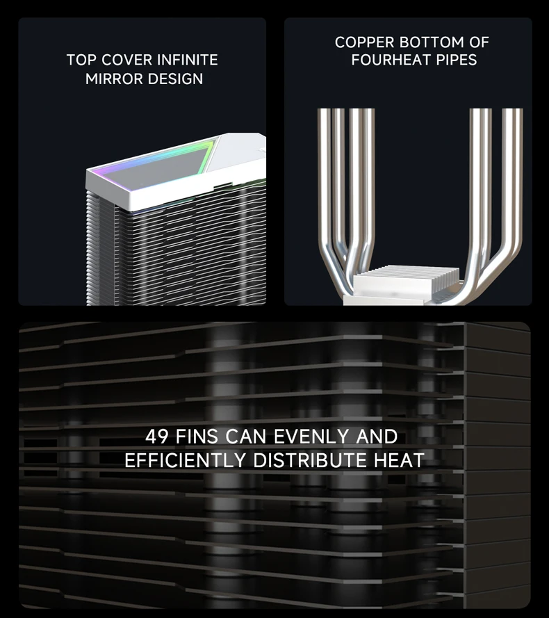 Jungle Leopard KF-400 CPU Cooler 120mm PC Fan Infinity Mirror ARGB Top ...