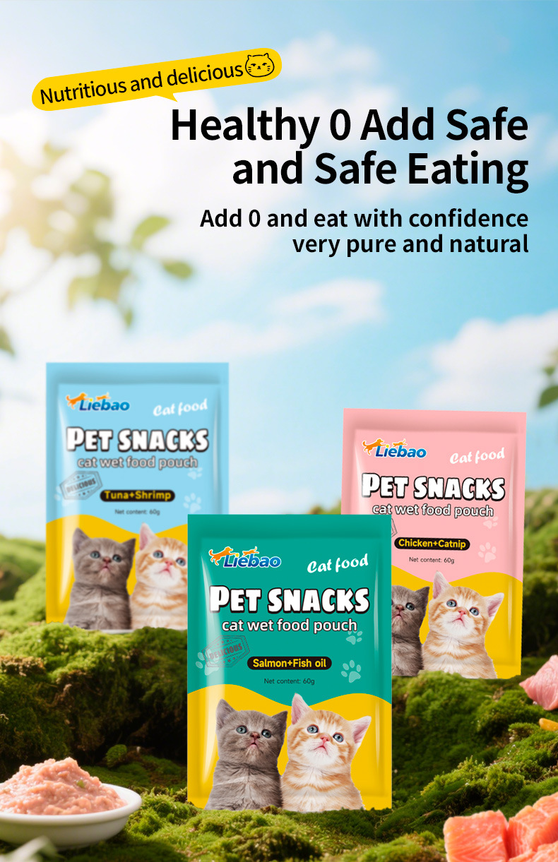 LIEBAO Cat Wet Food Pouch Cat Weight Gain Wet Food Staple Food Rich in ...