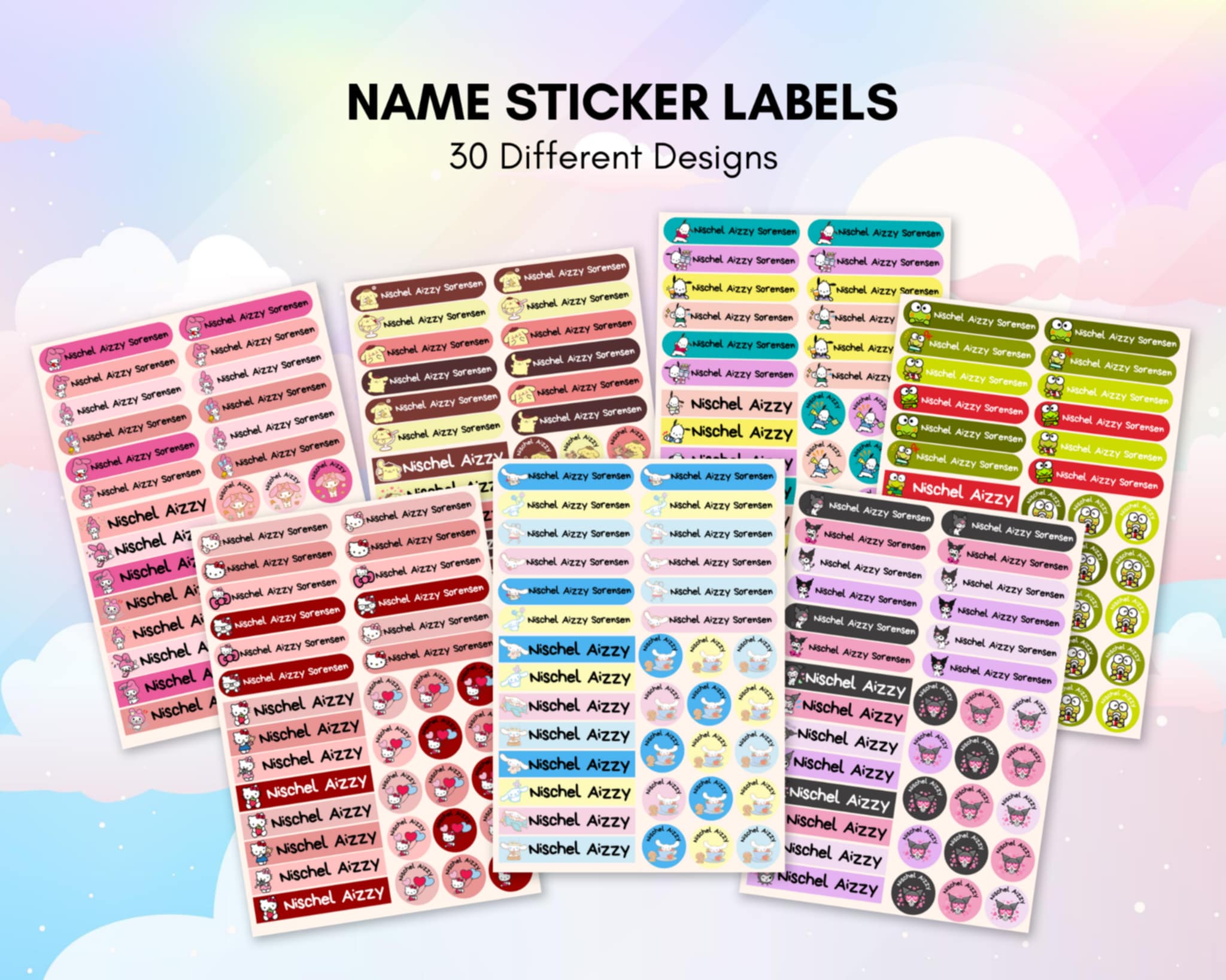 Personalized Name & Subject Sticker Label - Waterproof & Scratchproof ...