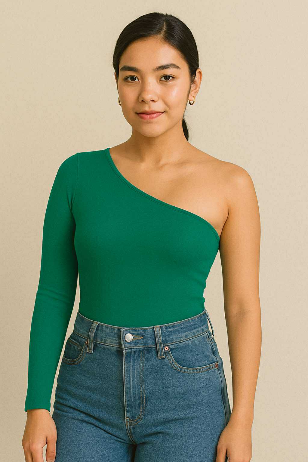 Mira top Elegant One-Shoulder Double lining Blouse with sizes xs-xxxl ...