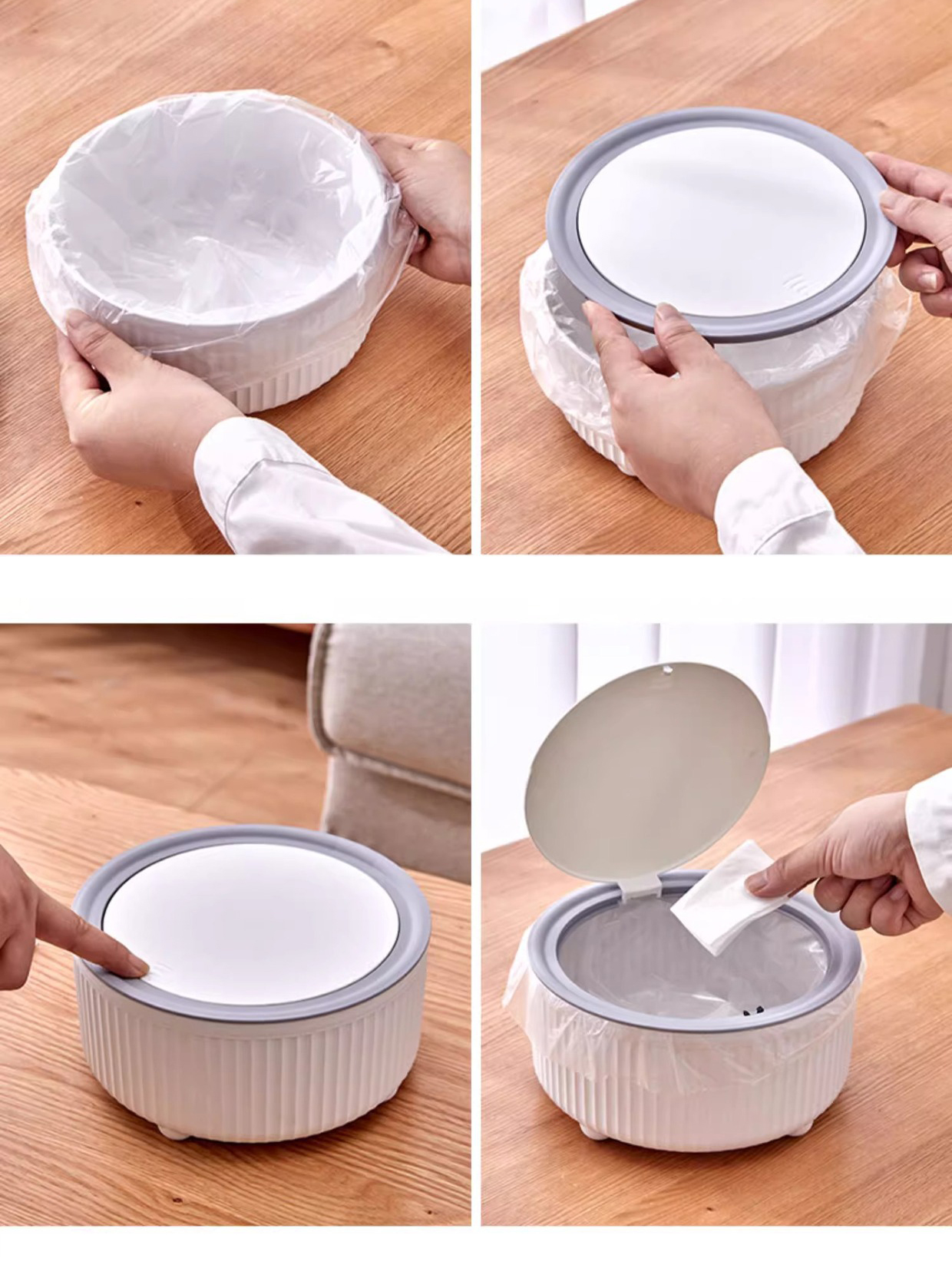 Mini Desktop Trash Can Waste Bin Garbage Rubbish Box Luxury Press Trash ...