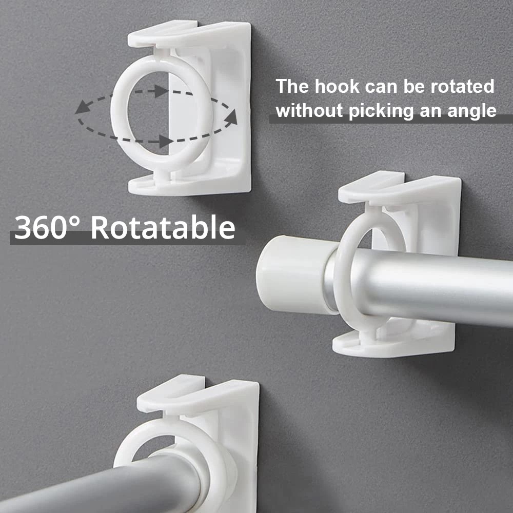 2Pcs 360 Degree Rotating Hook Support Rod Fixed Bracket No Drilling ...