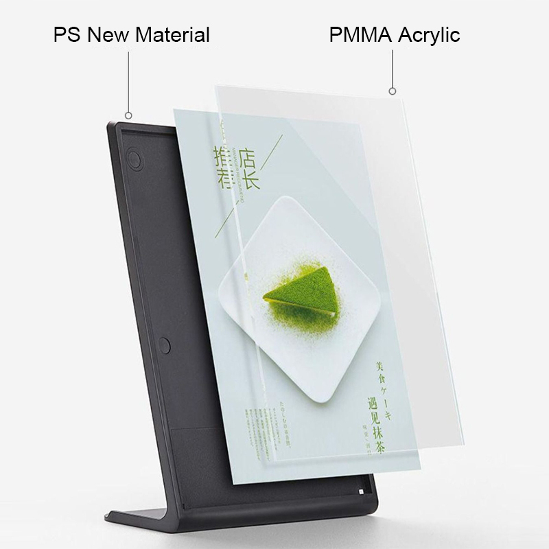 Acrylic L-Shaped Menu Display Stand A4 PS Slanted Sign Holder Vertical ...